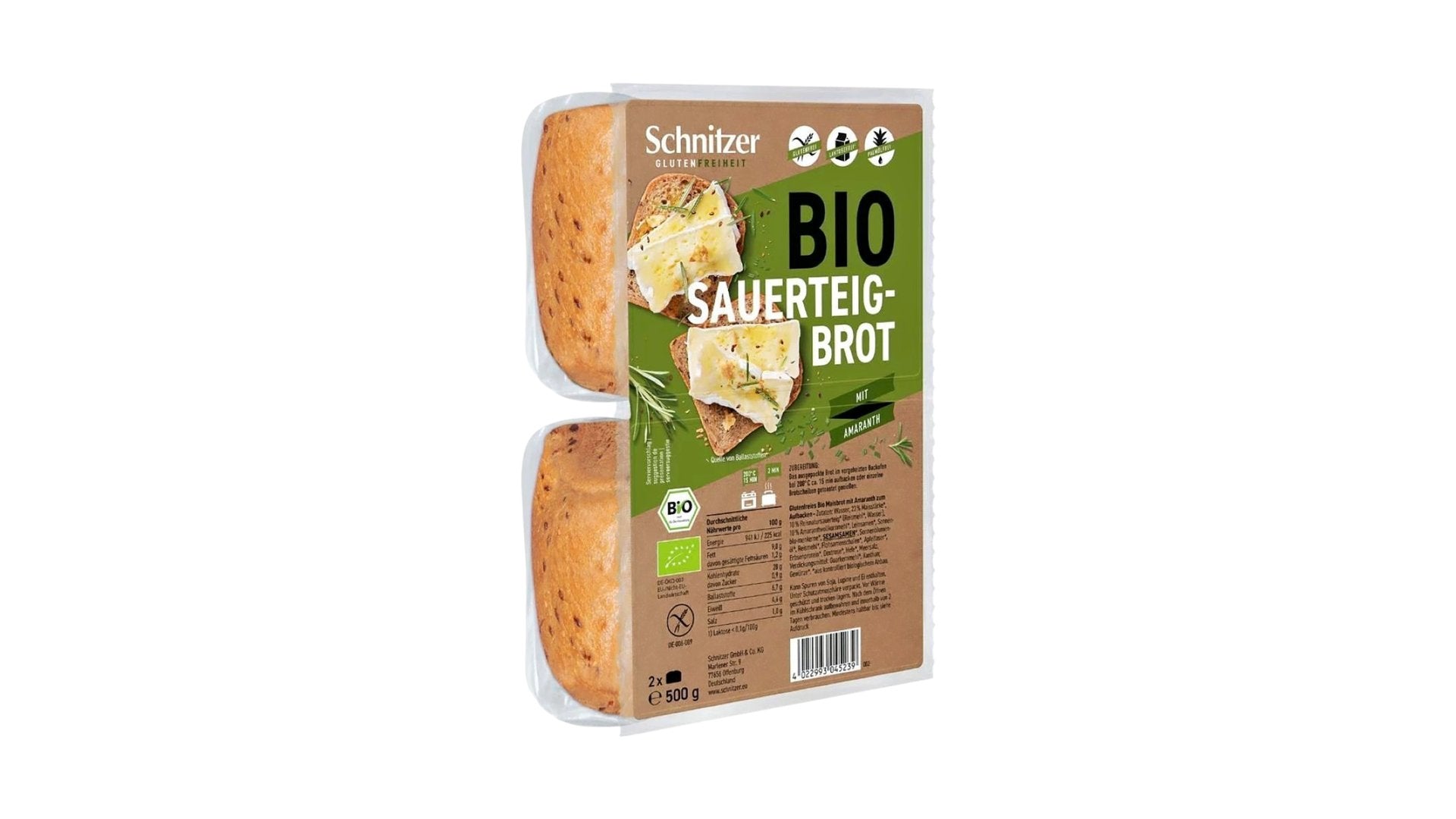 SCHNITZER, SOURDOUGH BREAD WITH AMARANTH GLUTEN FREE 500G BIO – SAMANA ...